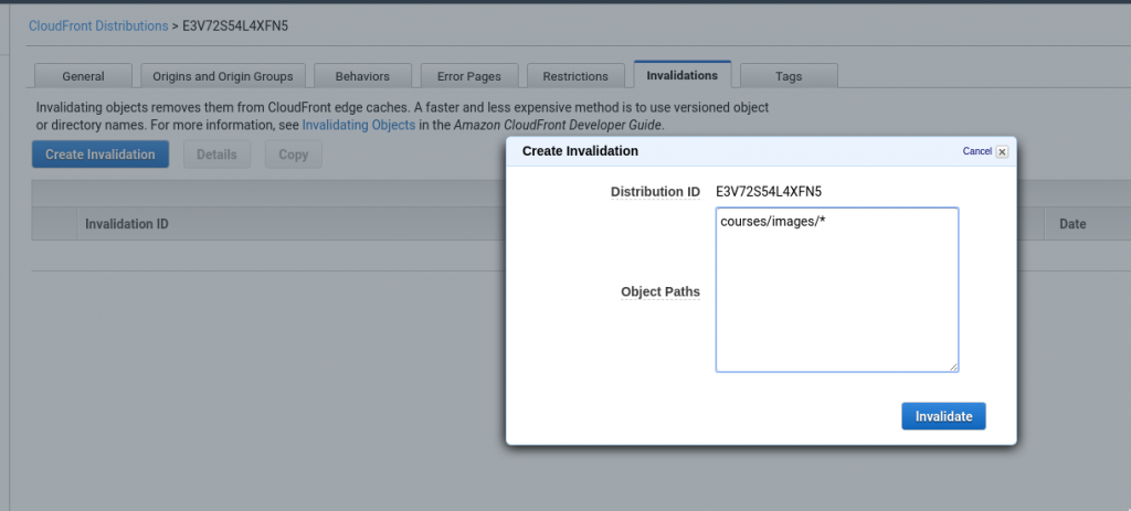AWS: clean up CloudFront cache