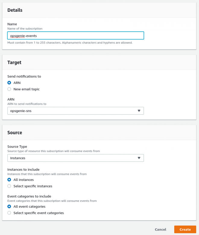 Opsgenie: integration with AWS RDS and alerting