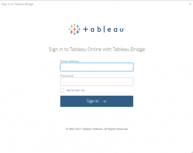 Tableau: install Tableau Bridge to access a database server in a ...