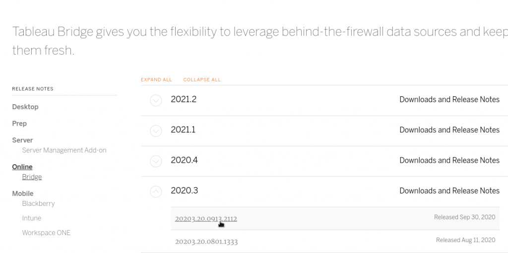 Tableau: install Tableau Bridge to access a database server in a ...