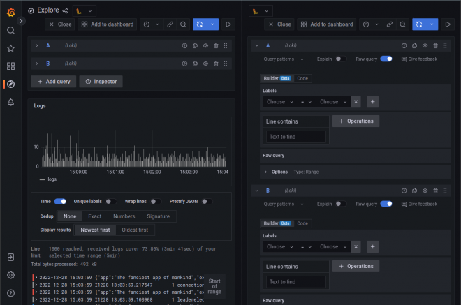 Grafana Loki: LogQL for logs and creating metrics for alerts