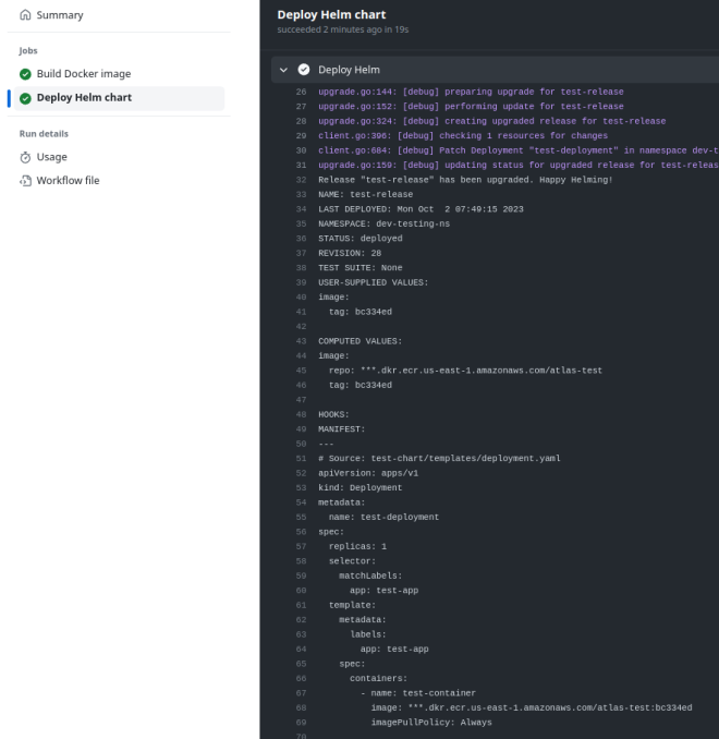 GitHub Actions: Docker build to AWS ECR and Helm chart deployment to AWS EKS
