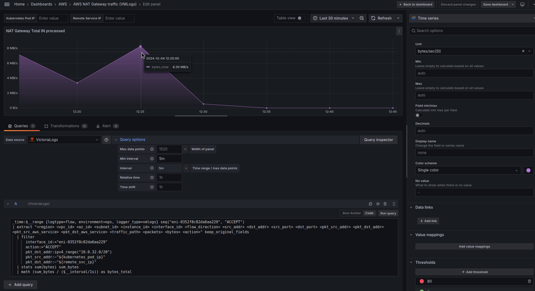 VictoriaLogs: a Grafana dashboard for AWS VPC Flow Logs – migrating ...